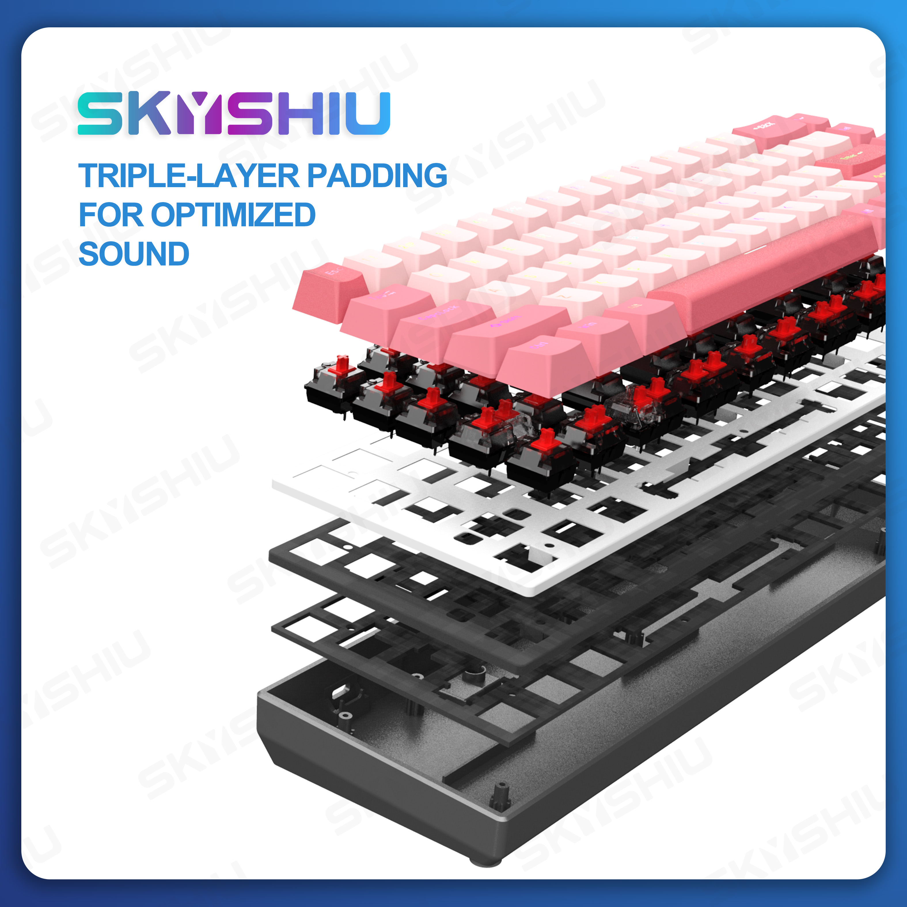 SKYSHIU SK-68 V3 Mechanical Keyboard 68key hot swap dustproof red ...