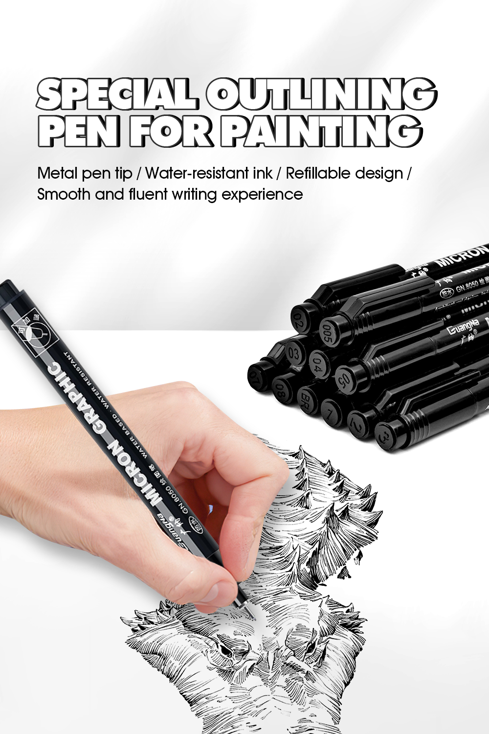 1Pcs UNIPIN Pen (0.05MM - 0.8MM) Fine Liner Technical Drawing Pen ...