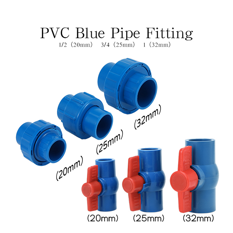 (Fast Delivery)Blue PVC Fittings Union Patente Pipe Gate Ball Valve 1/2 ...