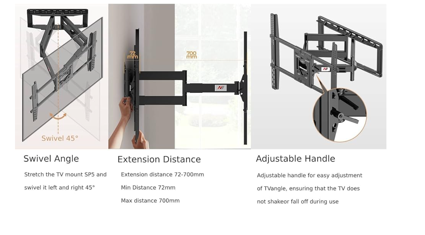 NB North Bayou SP5 Heavy Duty Wall Mount for Most 75”-110 inch TVs Up ...