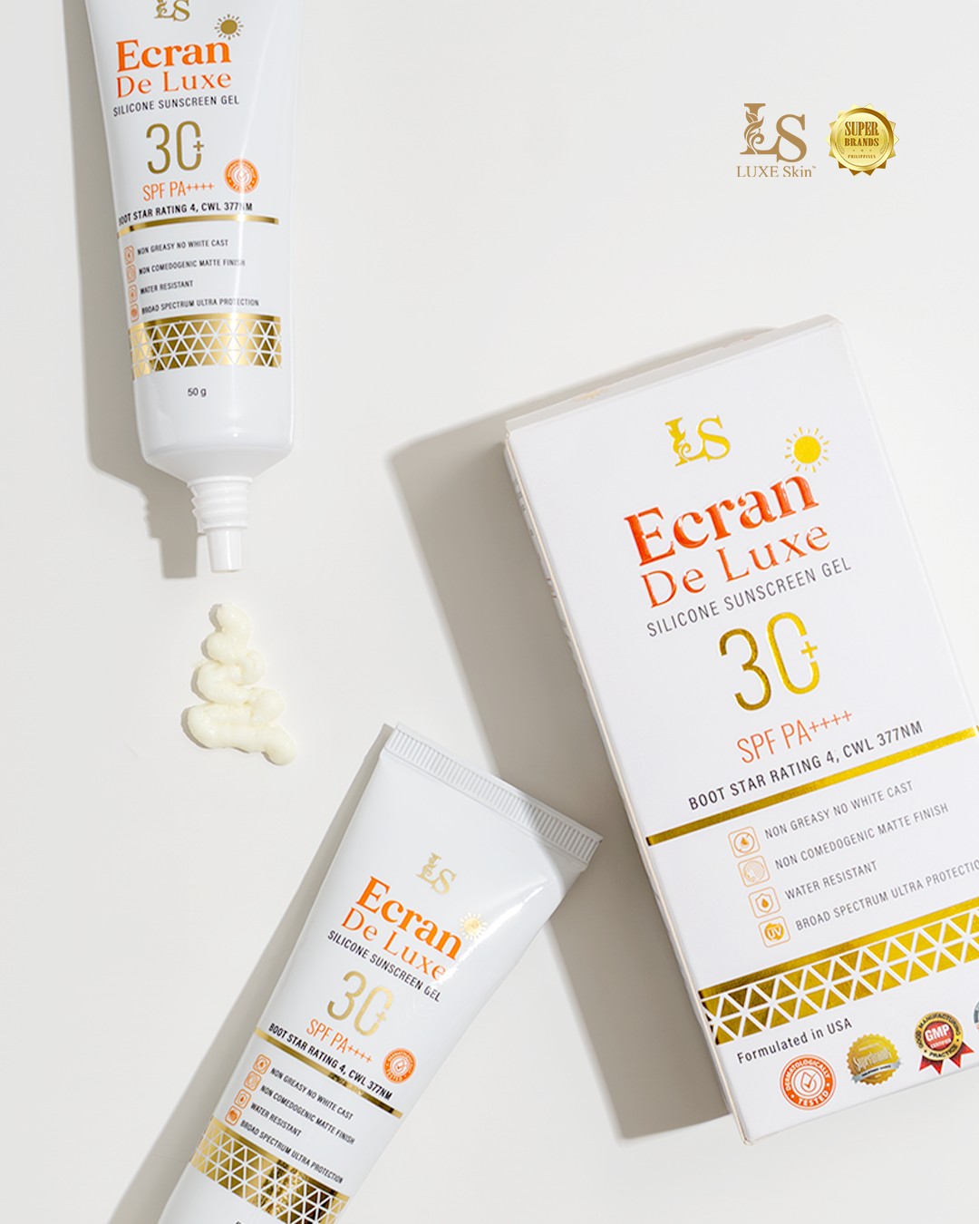 Luxe Skin Ecran De Luxe Sunscreen Gel SPF 30 (50g) Silica Gel Formula ...