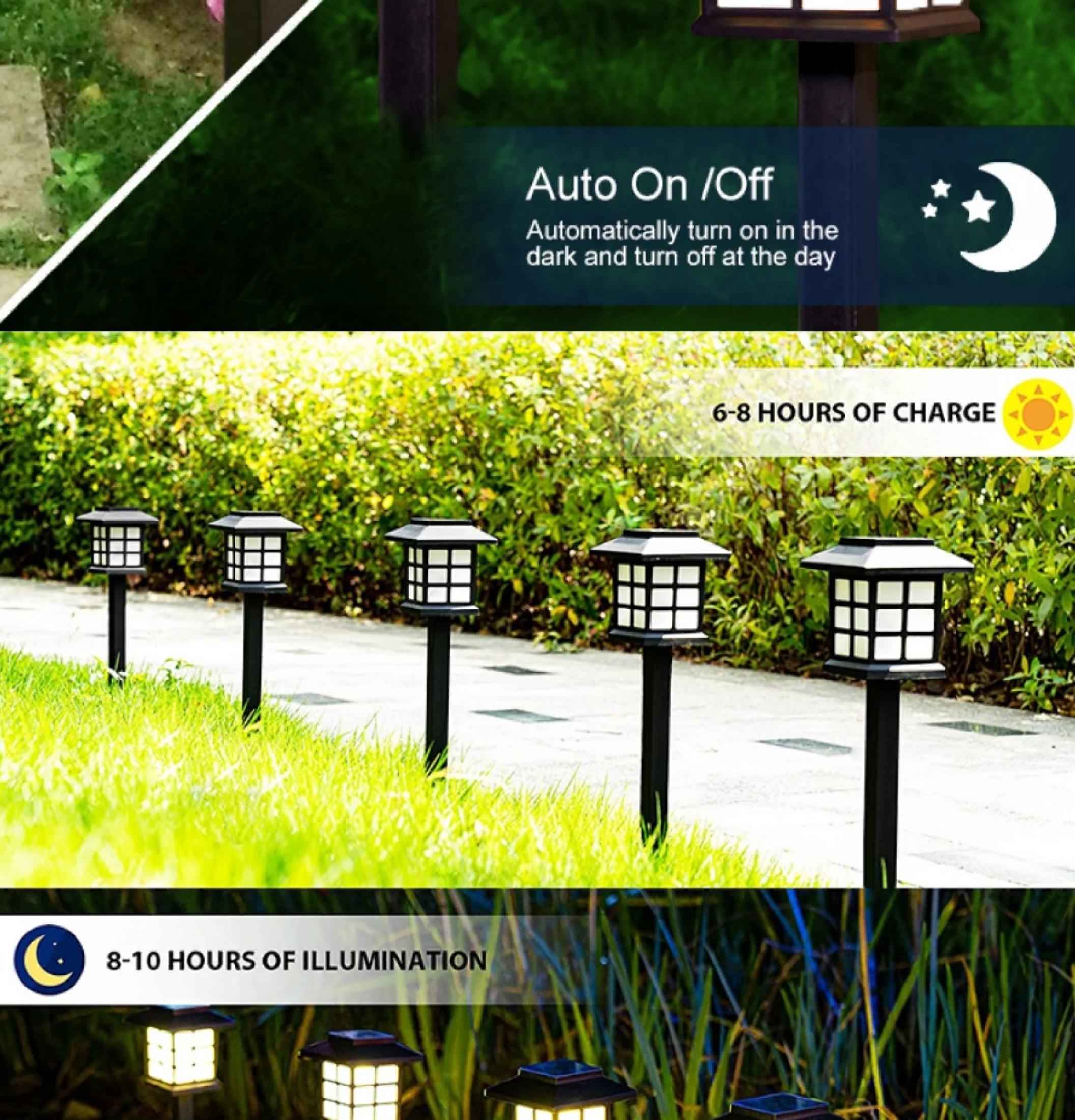 6 Pcs Solar Garden Lights Outdoor Waterproof Camping light LED Light ...