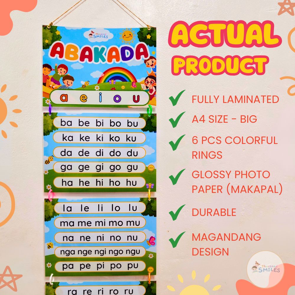 Thousand Smiles ABAKADA Hanging Wall Chart, Big, Laminated with Rings ...