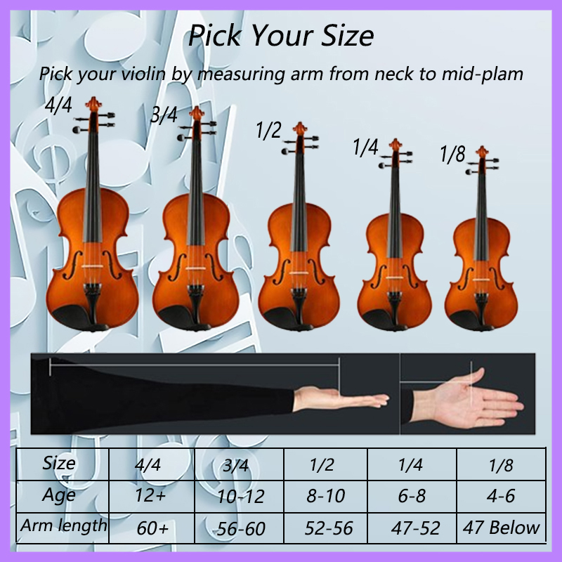 Heart String Violin Instrument Full Size Violin Set Wood Violin 4/4 3/4 ...