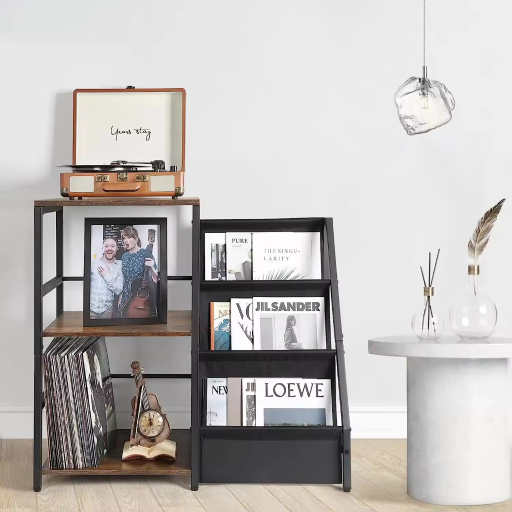 Vinyl Record Player Floor Storage Racks Record Stand Wooden Turntable ...