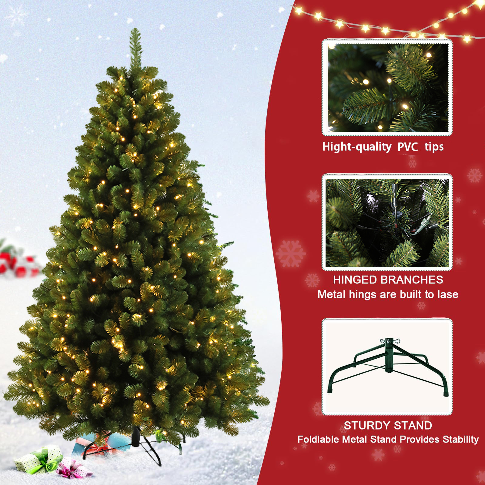 ESP Artificial Green PVC Christmas Tree with light Christmas Decor ...