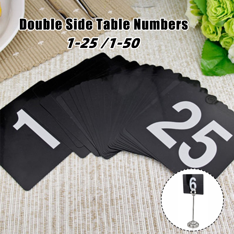 Double Sided Table Numbers 2 inch 1-25/1-50 Plastic Table Number Cards ...