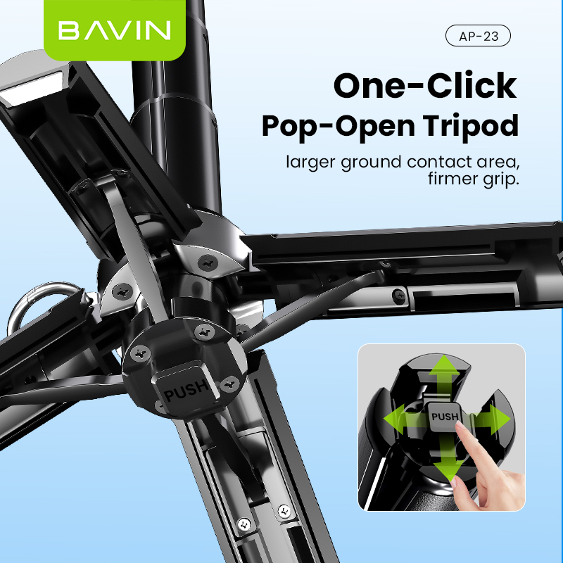 BAVIN AP23 Mini 3in1 Selfie Tripod & Stick 16' Long Rotates 360° w ...