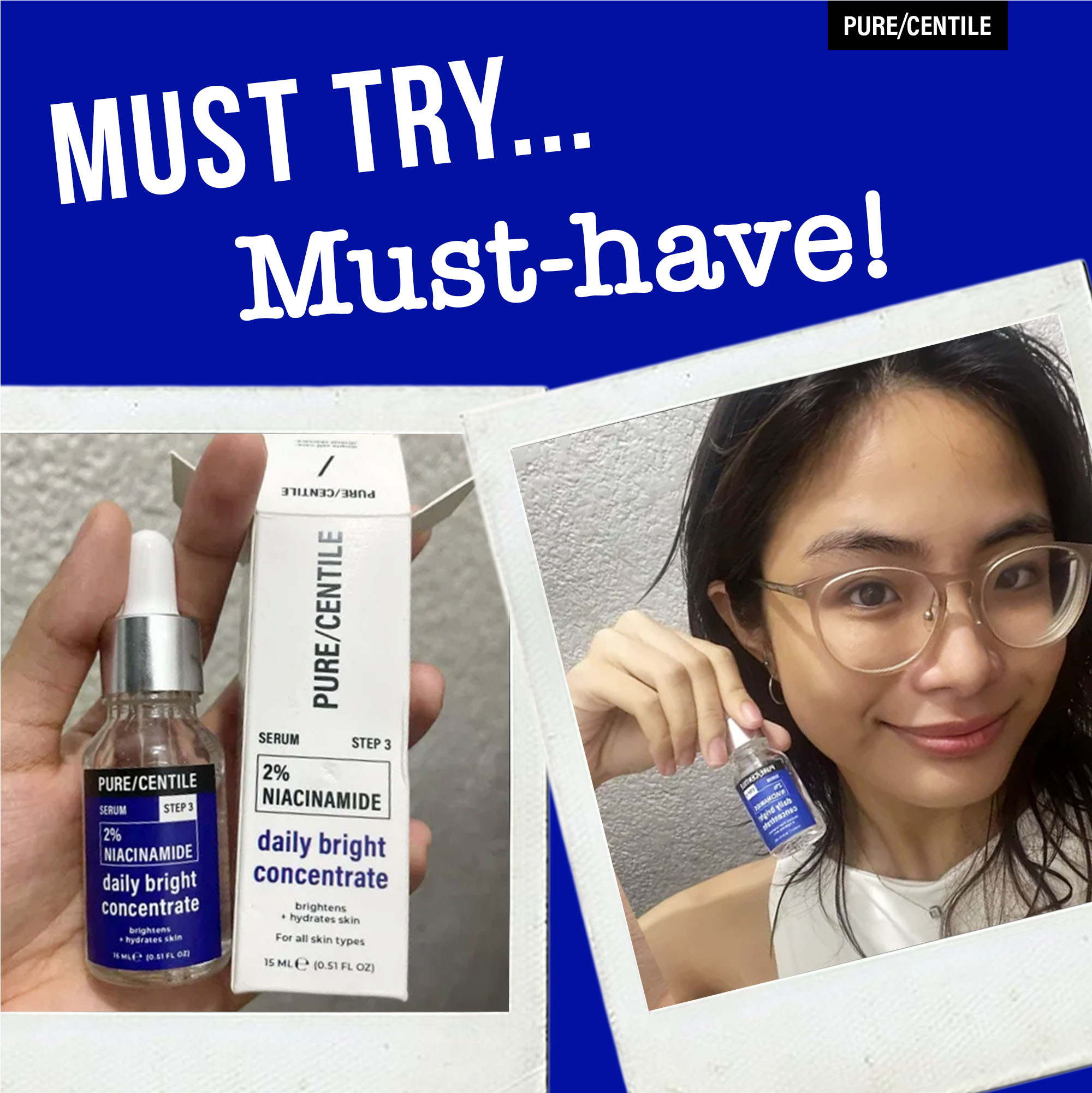 PURECENTILE Daily Bright Concentrate Serum with 2% Niacinamide for Dull ...