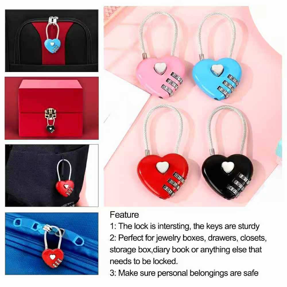 3 digit heart shaped password padlock for suitcase and travel,Combination Lock Security Tool ...