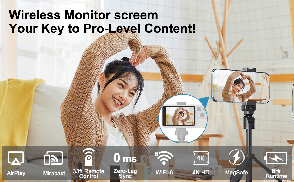 Selfie screen wireless selfie monitor for vlogging selfie mirror back ...