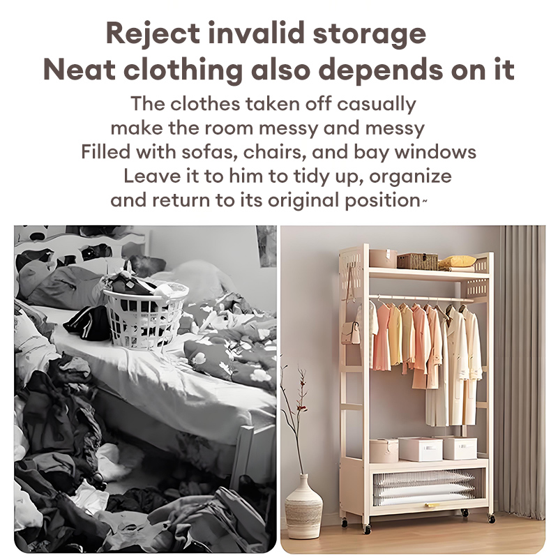 Simple Bedroom Clothes Rack Cabinet With Cabinet Stainless Steel ...