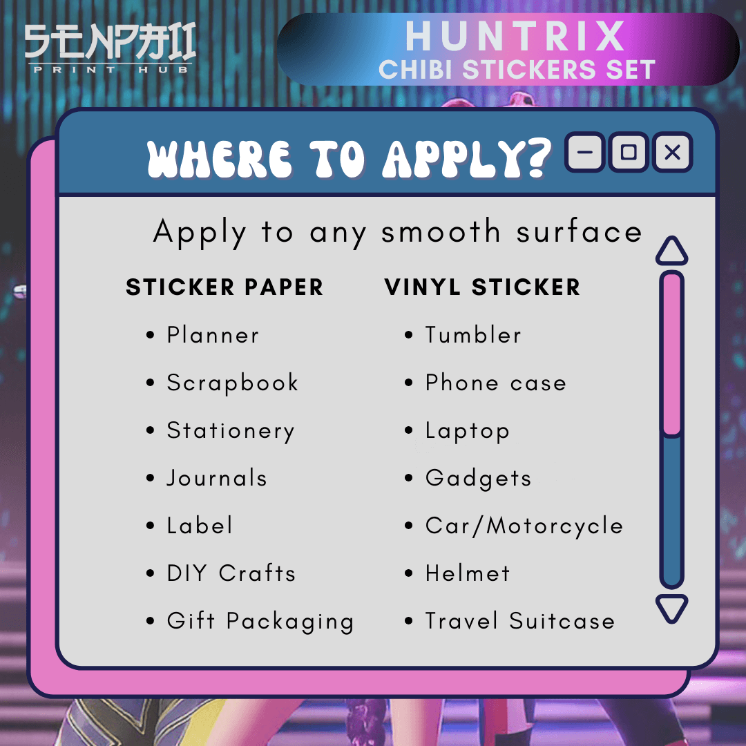 KPOP DEMON HUNTERS | HUNTRIX CHIBI STICKERS | STICKER PAPER | VINYL ...