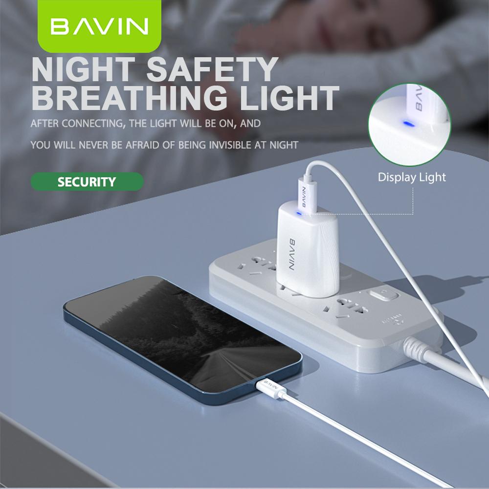 BAVIN PC586 Fast Charging Charger Adaptor QC3.0 USB Port & 1 Meter ...
