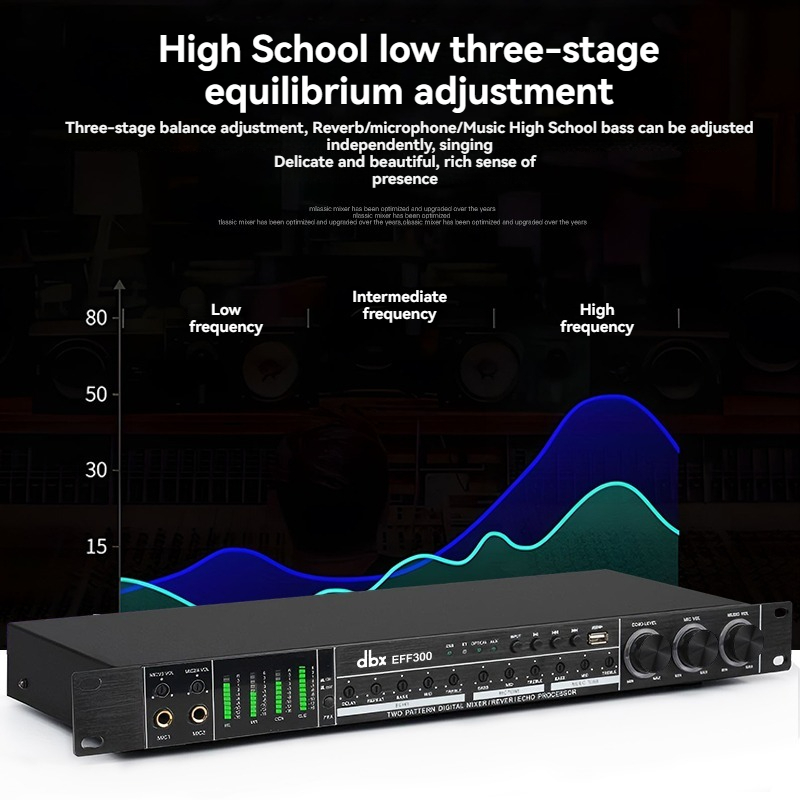 dbx eff300 Professional Anti-Howling Karaoke Pre-Level Reverb Effector Family KTV Dedicated ...