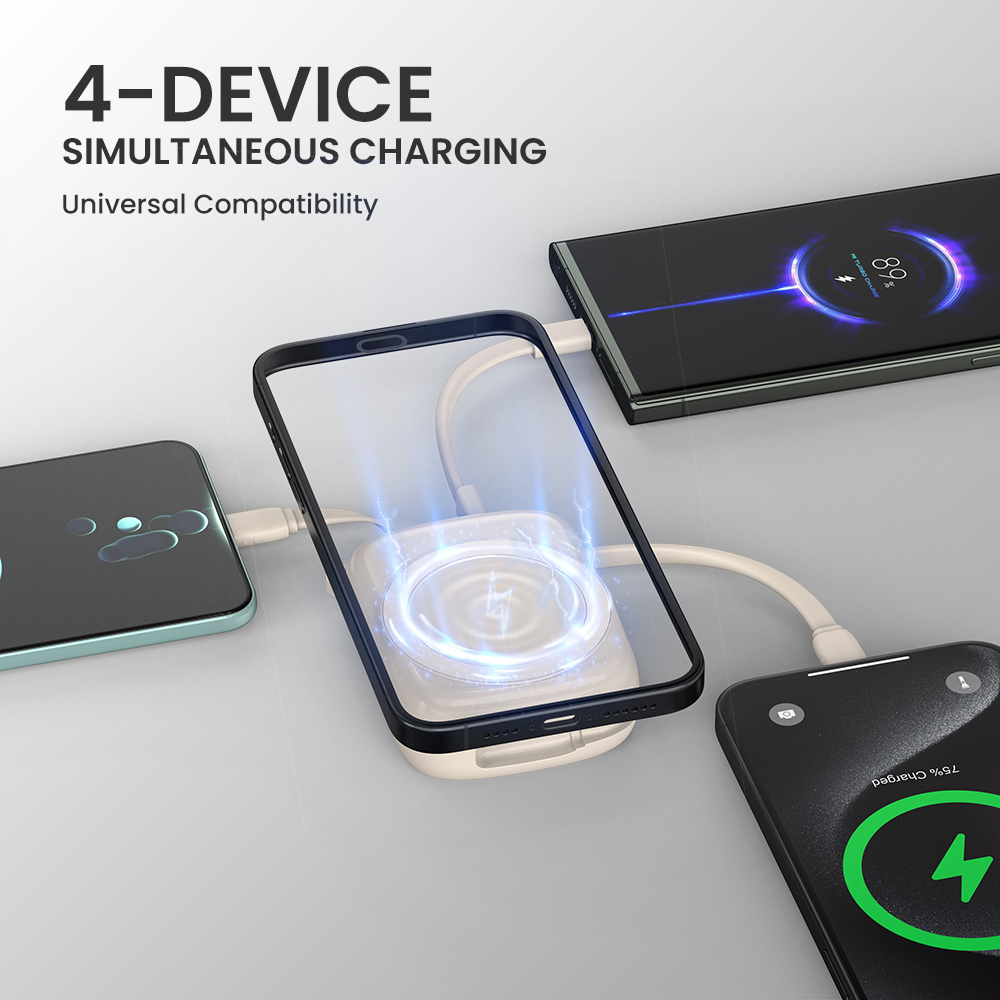 Orashare PCM12M 10000mAh Magnetic Power Bank Built-in Dual Cable PD20W ...