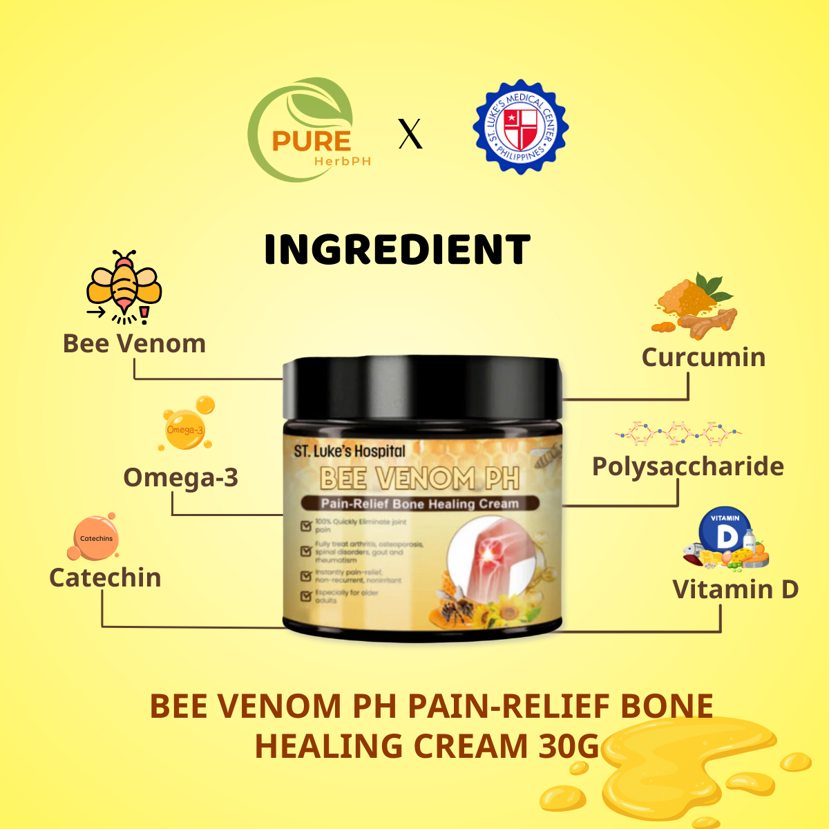 Bee Venom PH Pain Relief Bone Cream 30g, Helps Reduce Swelling ...