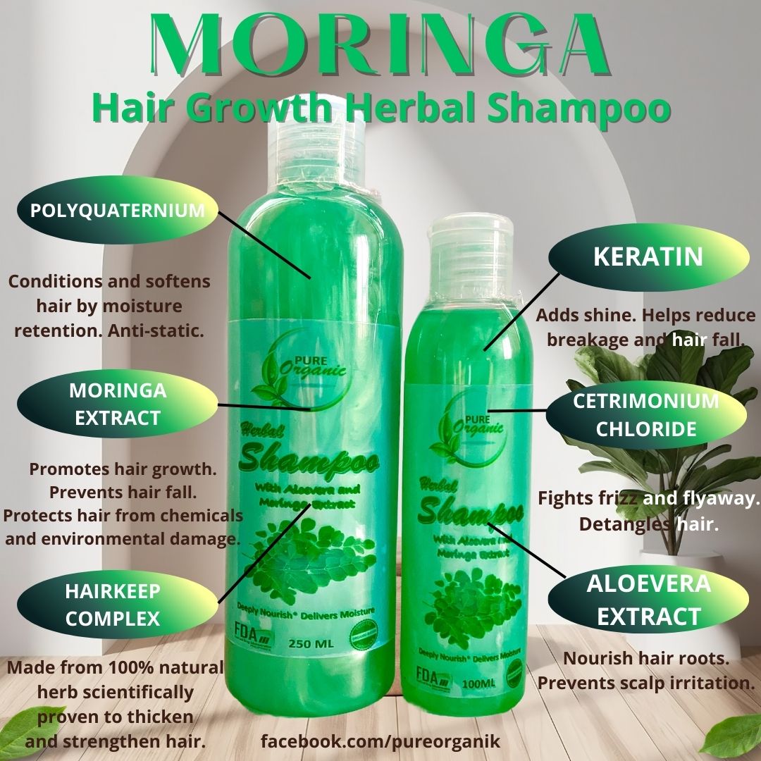 Moringa Herbal Shampoo by Pure Organic Hair Growth and Hair Thickener ...