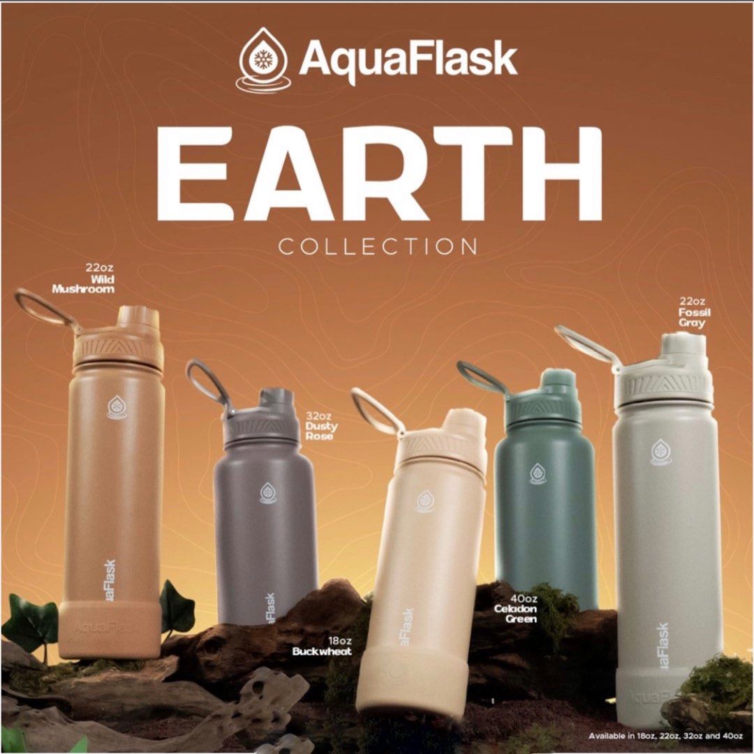 Aqua Flask Earth Collection Wide mouth w/ spout lid Vacuum Insulated ...