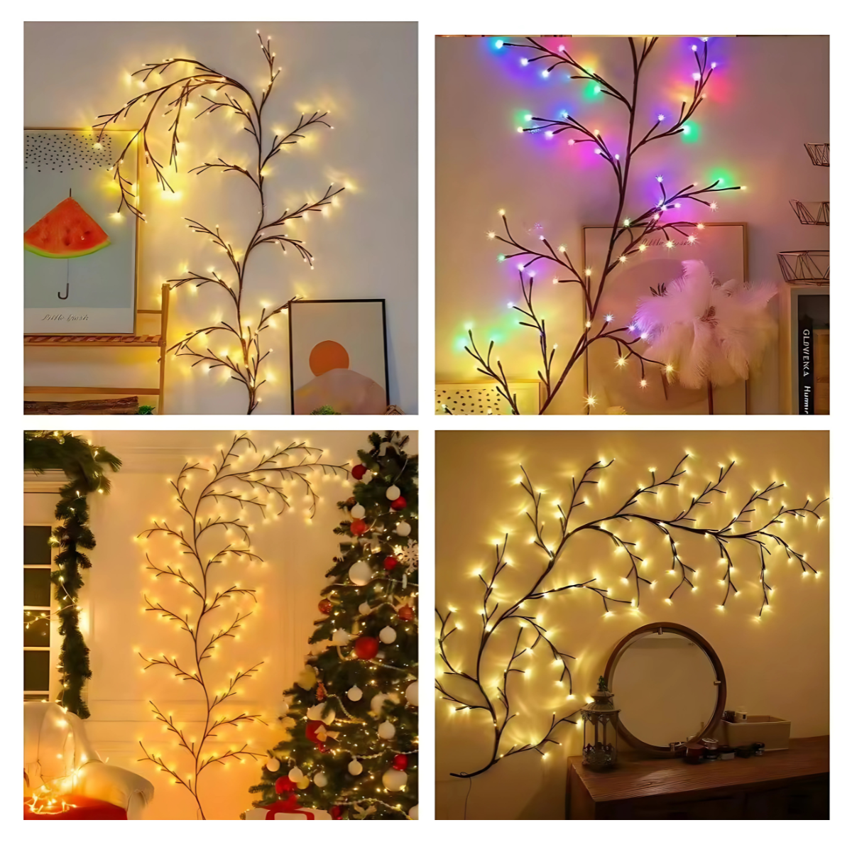 LED Vine Tree String Lights – Flexible Branch Wall Decor with 8 Modes ...