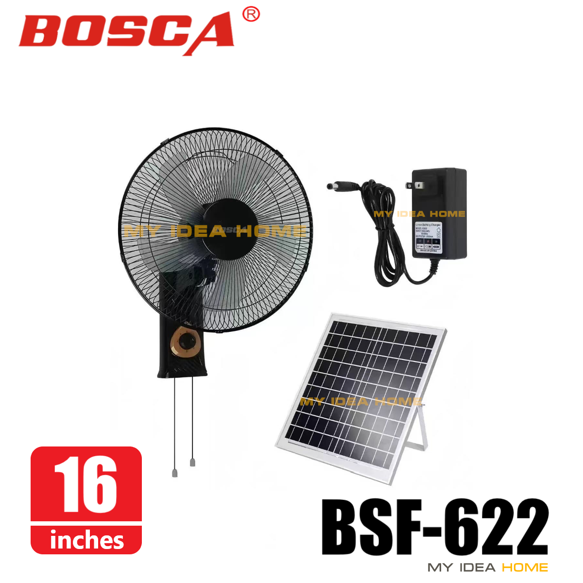 Bosca Solar Wall Fan Solar Rechargeable Wall-Mounted Fan Two Ways ...
