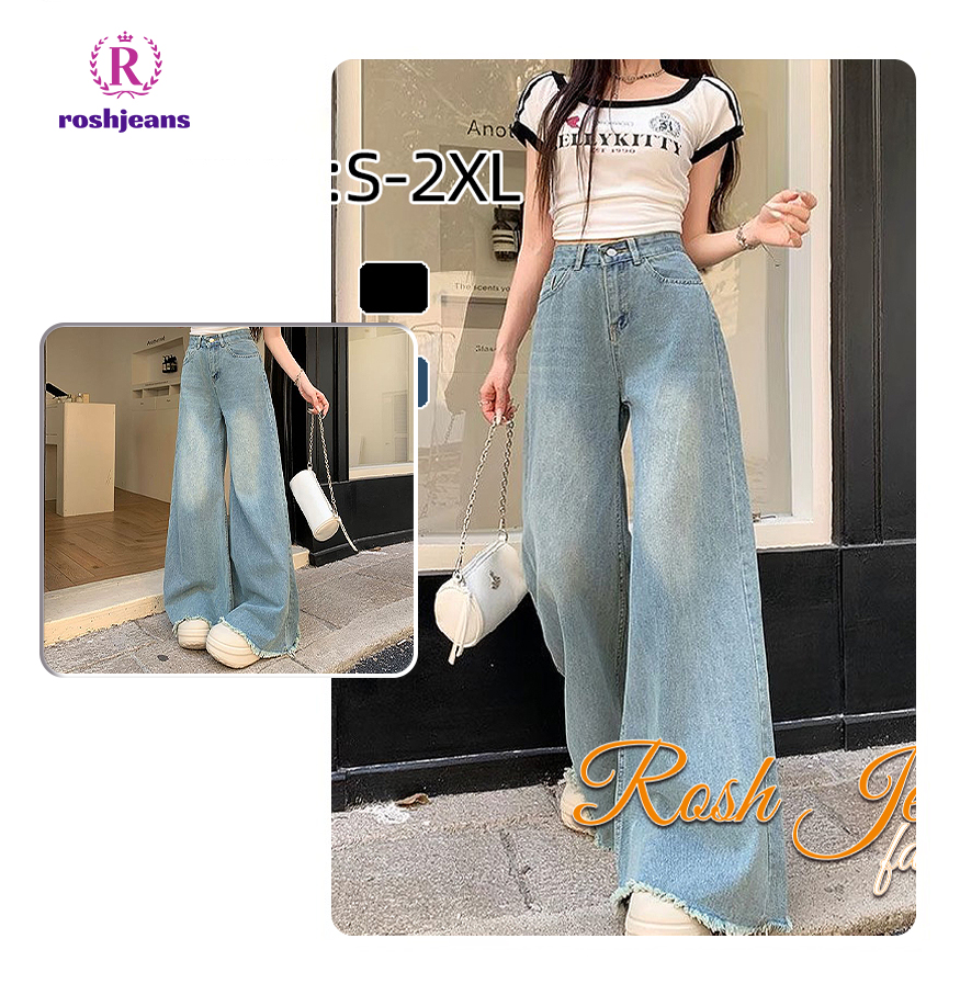 Rosh_Jeans Pants for Women Baggy Jeans pants Wide Leg retro denim High ...