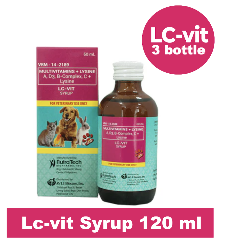 LC VIT syrup Multivitamins for Pets, Dogs and Cats 120ml 3 Bottles ...