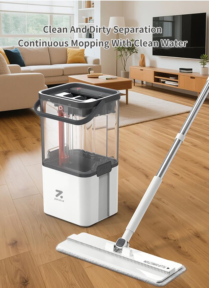 ZOLELE M21 2-in-1 Flat Floor Mop – 360° Spin Mop for Wet & Dry Cleaning ...