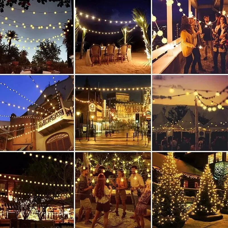 7M/23FT 11Bulbs Solar G40 String Lights Waterproof IP65 G40 Bulb 220V ...