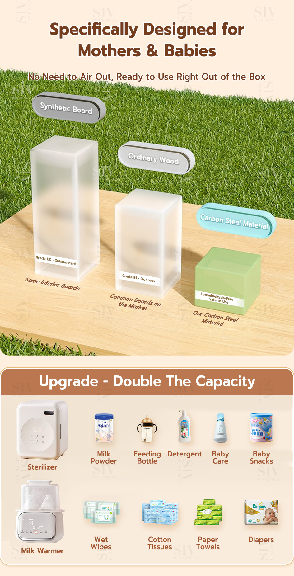 SIV Kitchen Cabinet Microwave Oven Rack Shelves With Pegboard Organizer ...