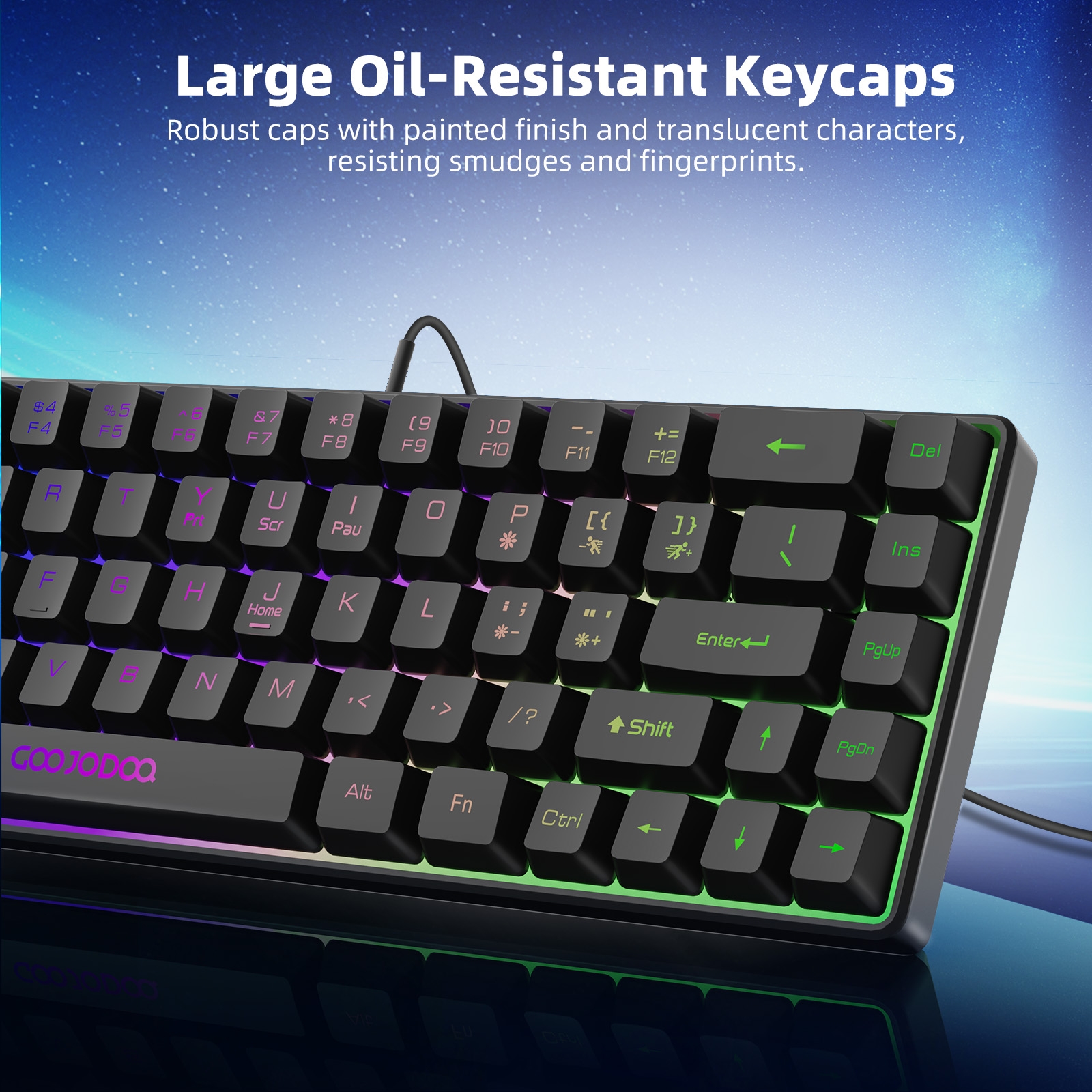 GOOJODOQ Wired Keyboard 68 Key Anti-slip Stablize Ergonomic Support ...