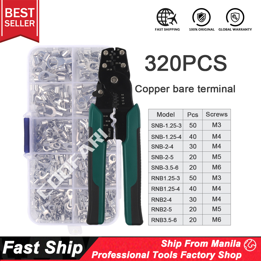 320Pcs Non-Insulated Ring Fork U-type Brass terminal wire connector ...