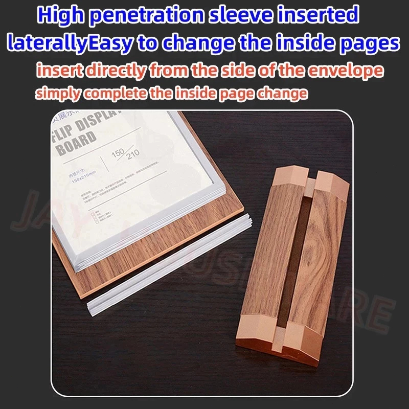 A4/A5/A6 wooden logo desktop food Preferred Walnut flip table card pvc ...