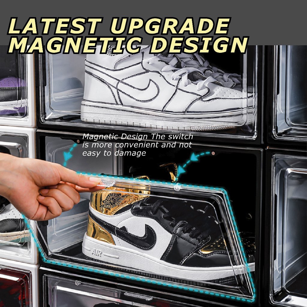 COD Acrylic shoe box Magnetic side drop shoe box Stackable Large ...
