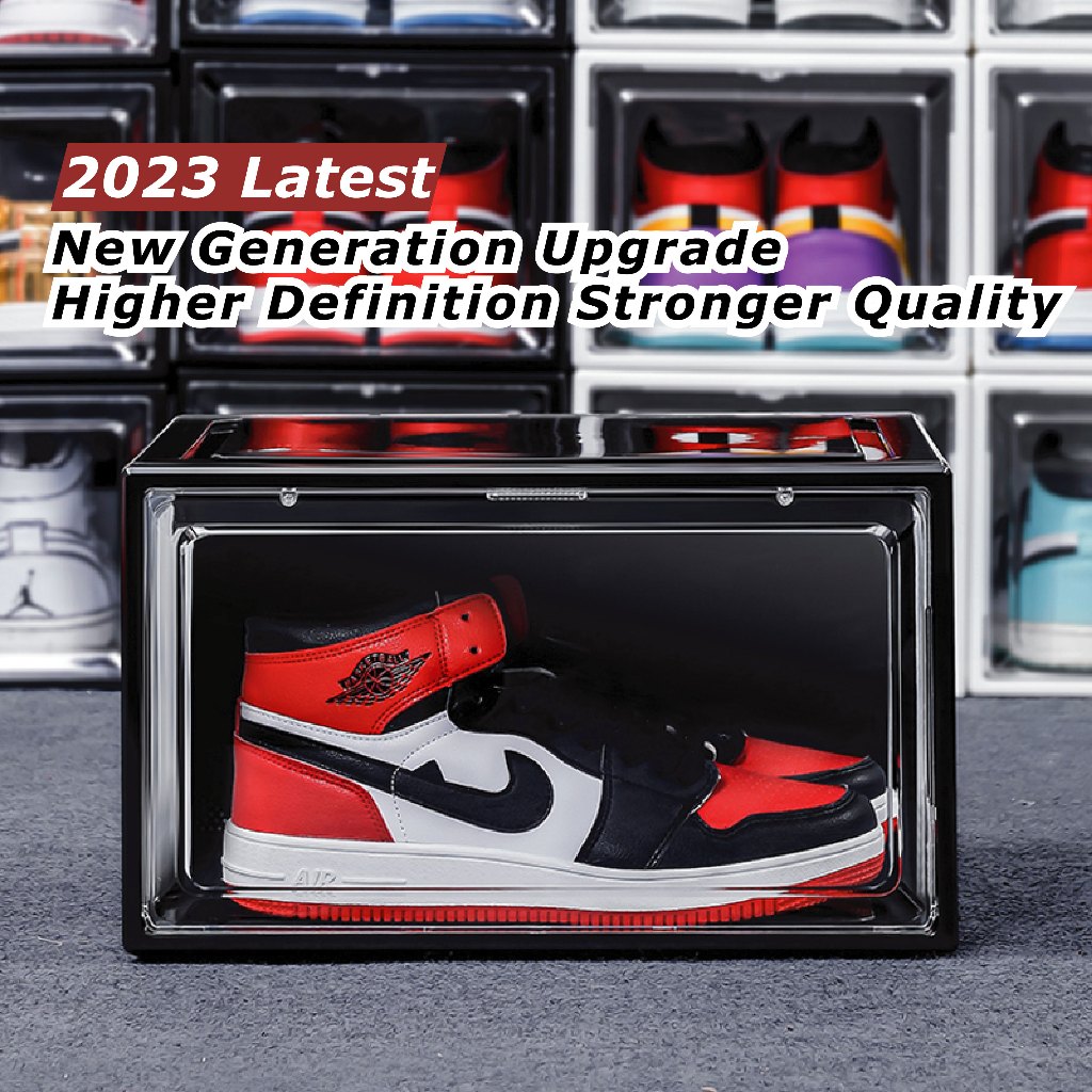 COD Acrylic shoe box Magnetic side drop shoe box Stackable Large ...