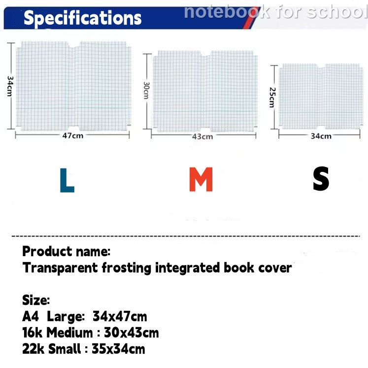 NFS 10 Sheets Transparent Self-adhesive Book Wrap Protective Cover S/M ...