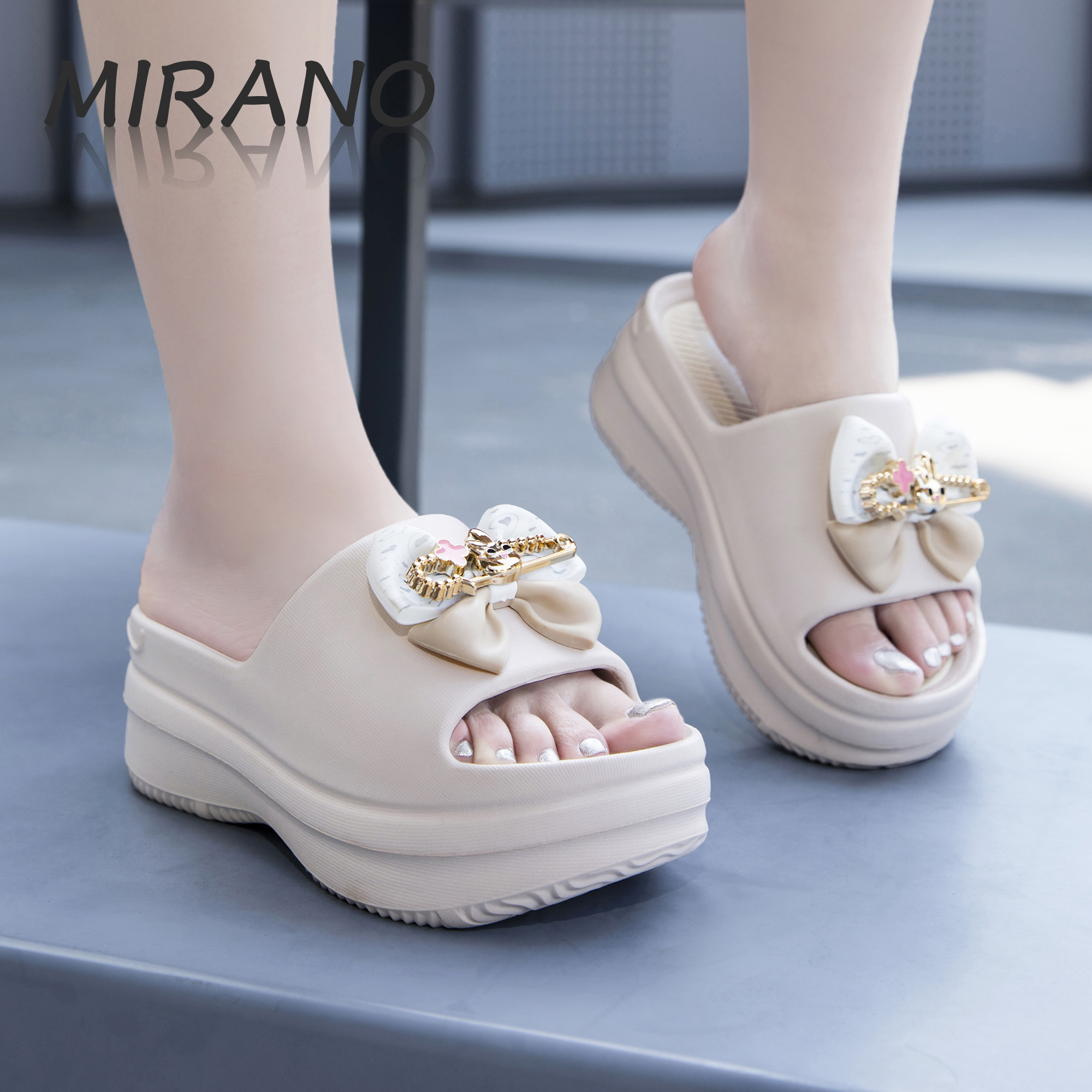 MIRANO Women's Fashion Comfortable Thick Bottom Height Slippers Rubber ...