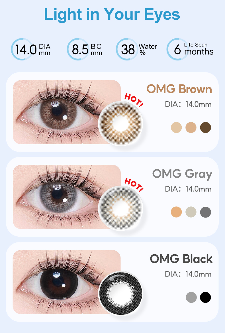 OMG series -1.00~-6.00 graded contact lens 2 pcs omg brown contact lens ...