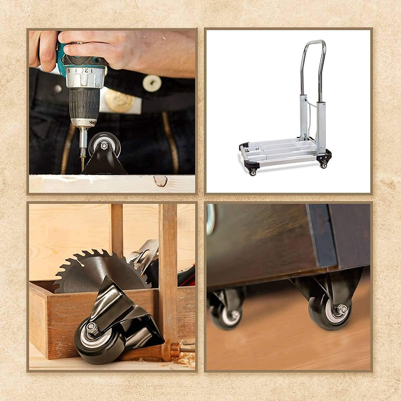 4pcs Gold Diamond Caster Wheels Heavy-Duty Caster Set (Black Fixed & W ...