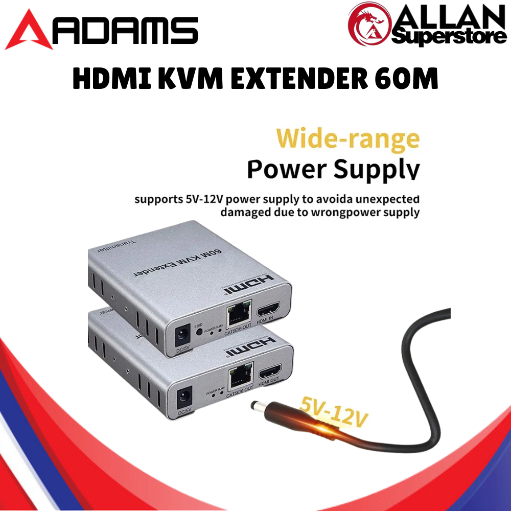 ADAMS KVM Extender 60M HDMI Extender KVM 4K 1080p 2K 3K with USB Port ...