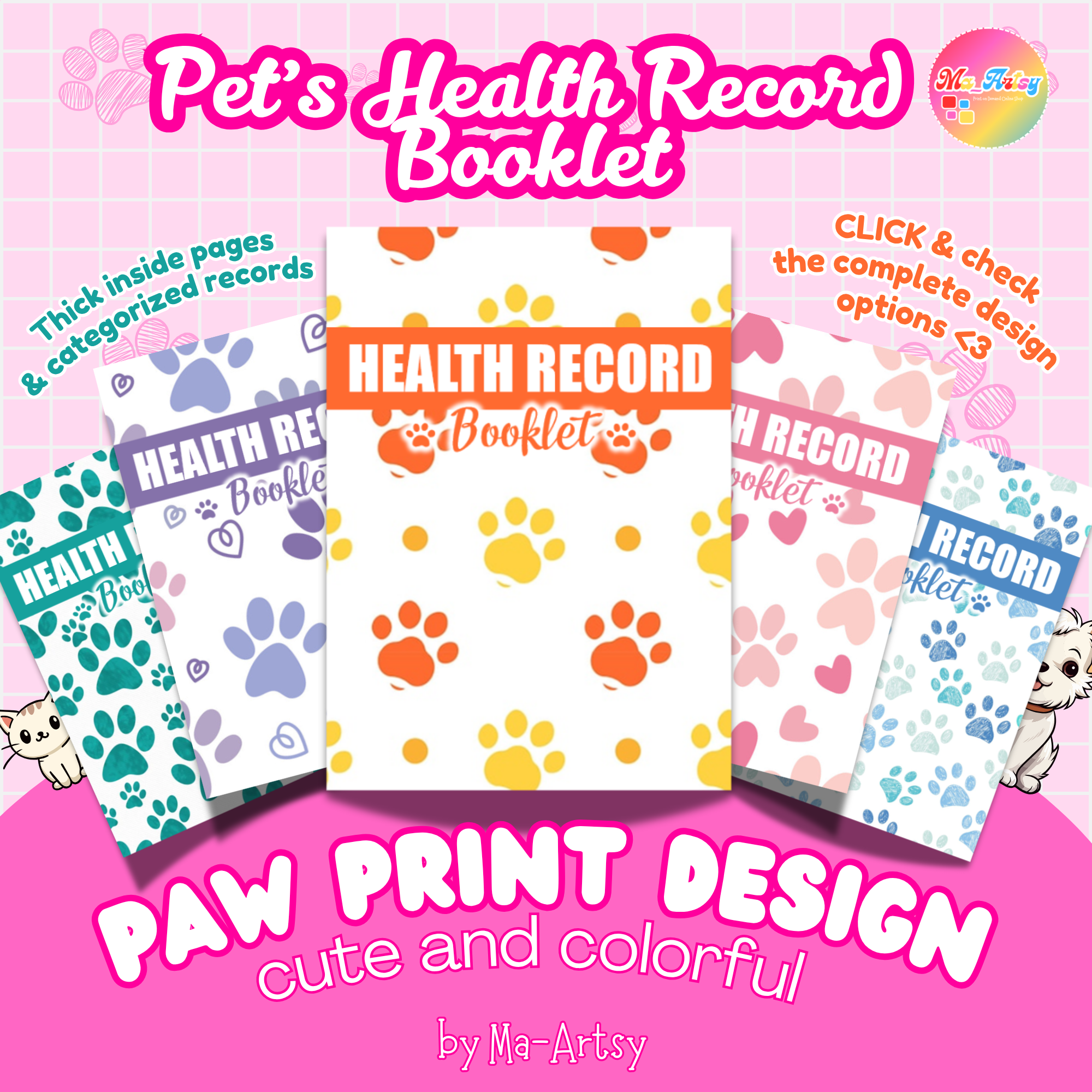 Dog & Cat Vaccination Record (Pet's Health Record Booklet / Vet Card ...