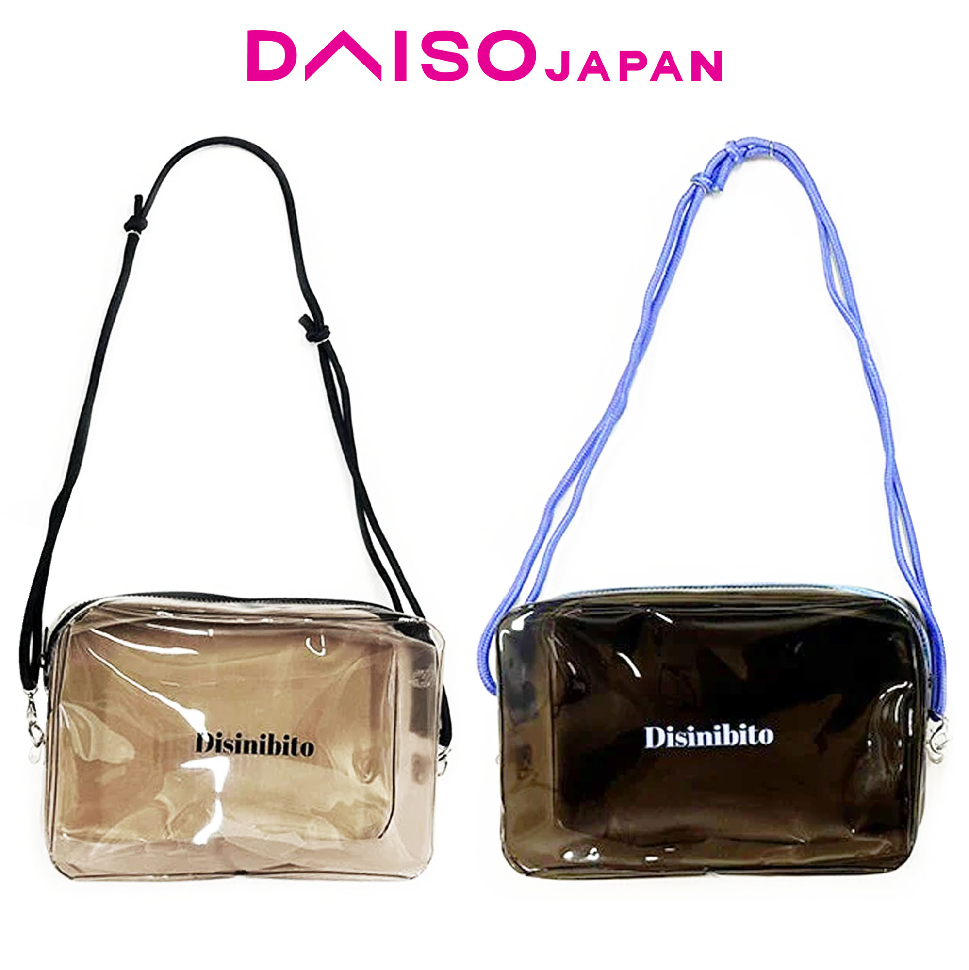 Daiso Colorful Vinyl Pouch Shoulder Bag (Black-Mocha) | Shopee Philippines