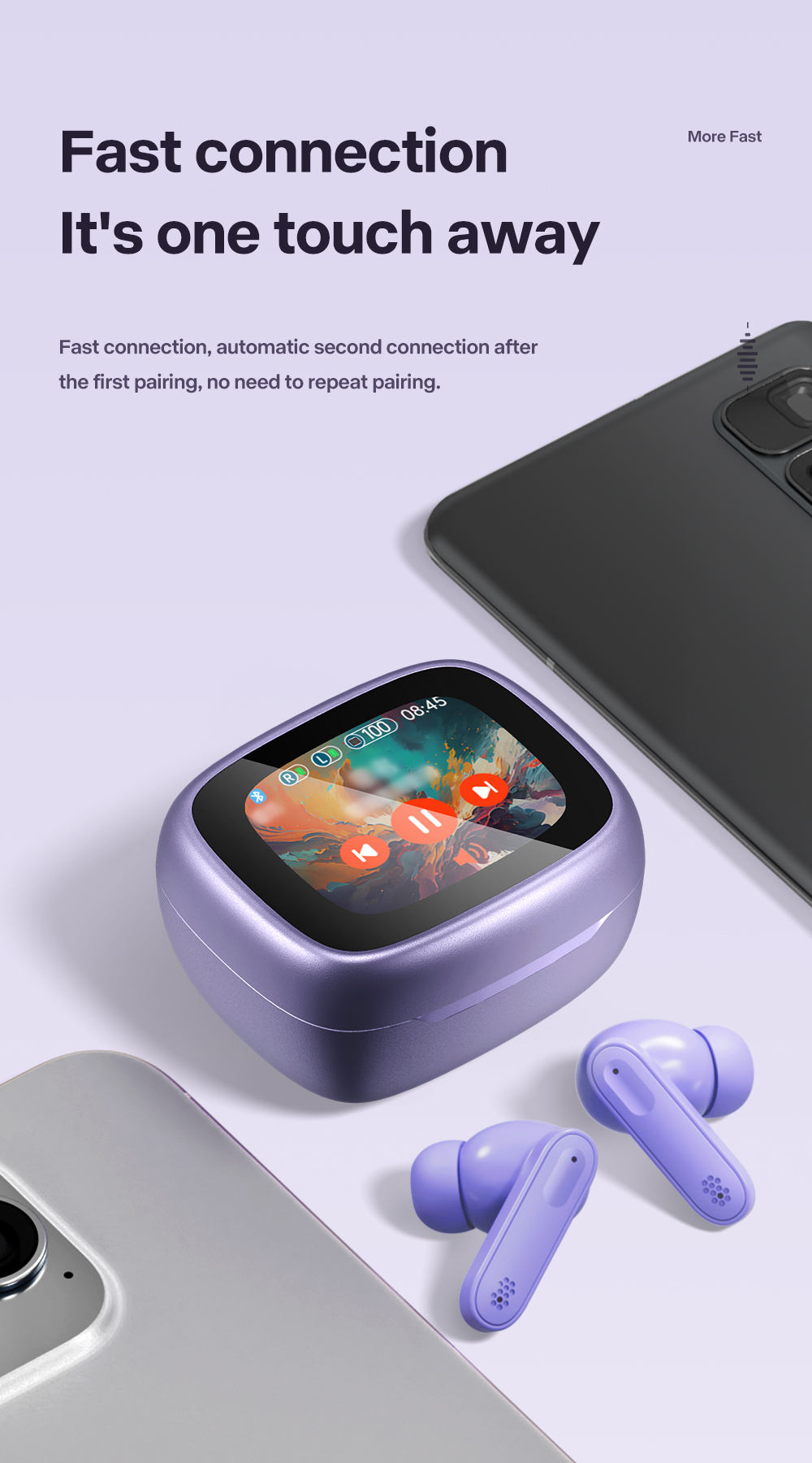 Wireless Bluetooth Headset, Smart Screen Touch In-Ear Headset, ANC ...