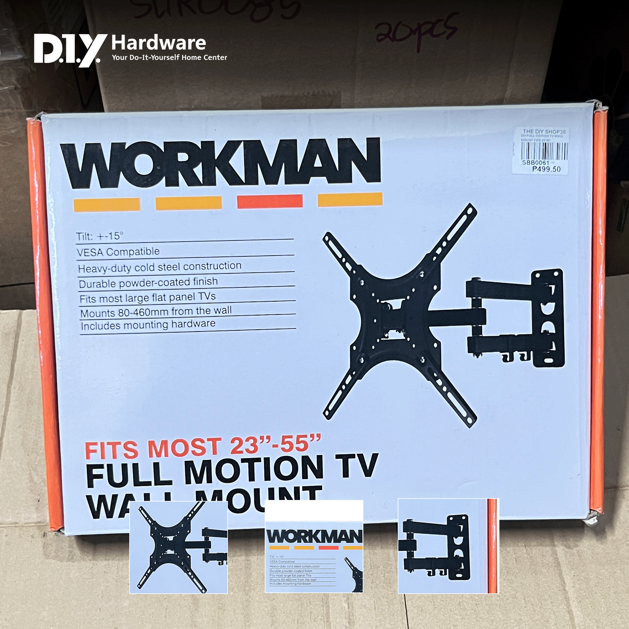 WORKMAN Full Motion TV Wall Mount – Adjustable Articulation for 23″ TVs ...