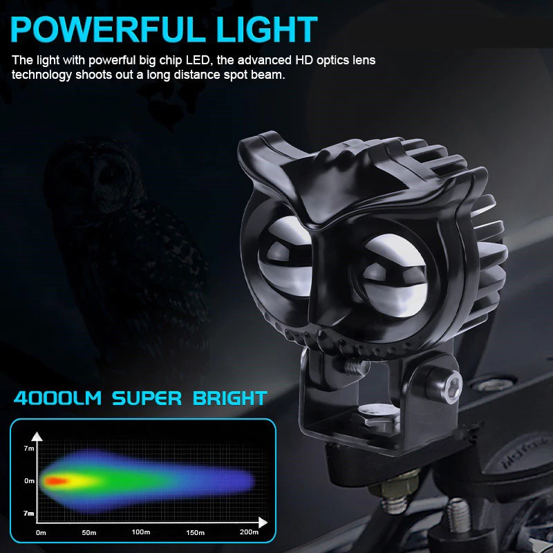 Owl Mini Driving Light Motorcycle Led Headlights 6000k Dual Colors ...