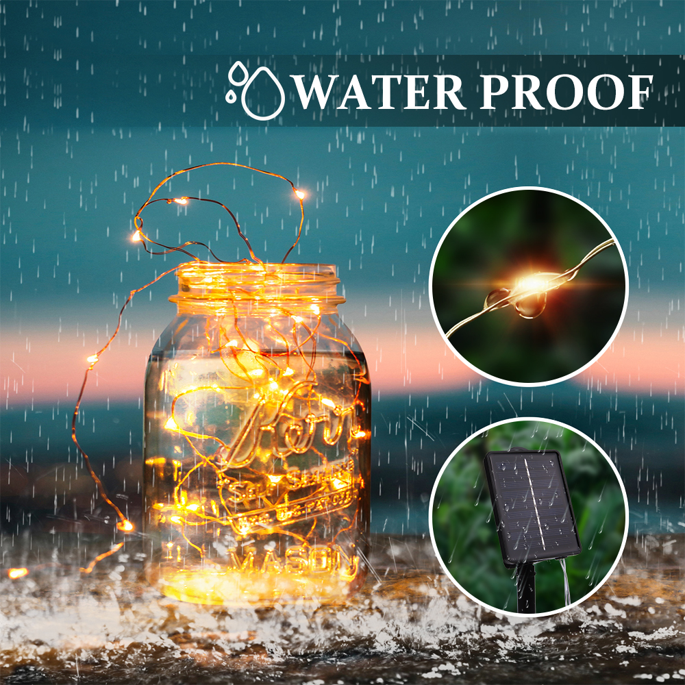 42M outdoor solar LED string lights waterproof Christmas lights fairy ...