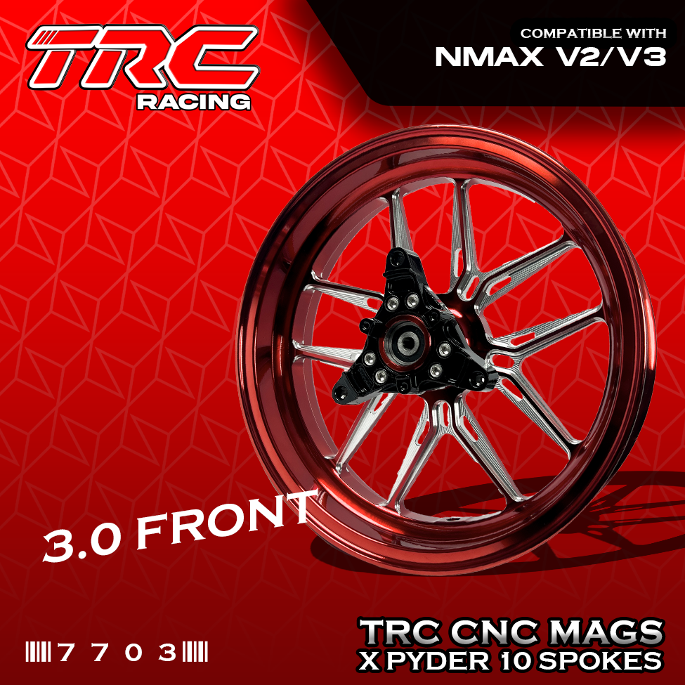 TRC NMAX V2/V3 CNC XPYDER 10 SPOKES MAG WHEELS (3.0 F x 3.5 R 13) 7703 ...