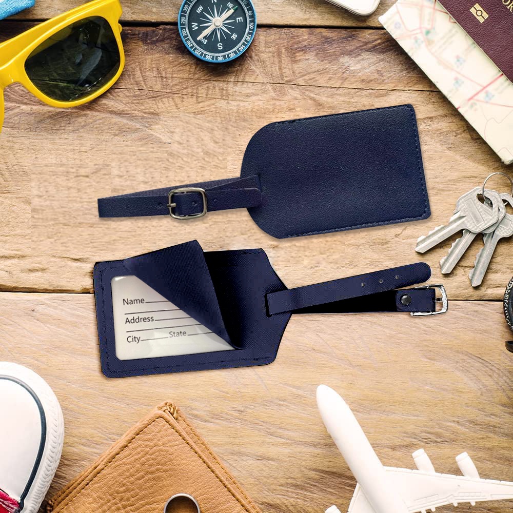 SEA CHOICE 1 Piece PU Leahter Secure Luggage Tags Suitcase Label Travel Luggage Tag, ID Bag Tag ...