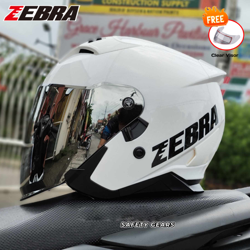 Zebra Ym-902 Plain Half Face Helmet For Motorcycle Dual Visor With Icc ...