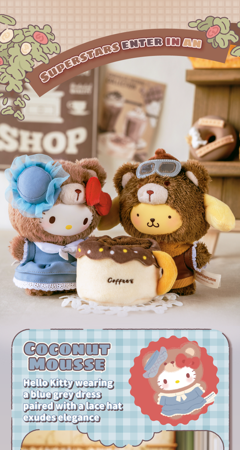 MINISO TOP TOY Sanrio characters Afternoon Tea Vinyl Plush Blind Box ...